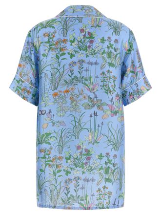 Gucci Womens Blue Silk Blouse