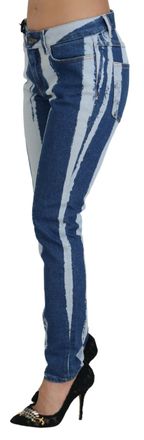 Dolce & Gabbana Womens Cobalt Blue Stripes Skinny Denim Cotton Jeans Clothing