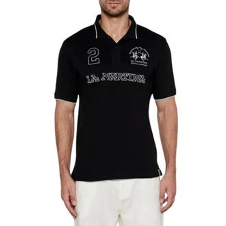 La Martina Piquet Stretch-Polohemd - Kurzarm - - Tops - Herren - Schwarzk - 3XL
