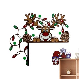 Generico Weihnachtst&uuml;recke, Weihnachtsdekoration, Kinderm&auml;dchendekoration mit T&uuml;rrahmen aus Holz, Wandkunst, Dekoration f&uuml;r Zuhause, Fensterbank, Dekoration