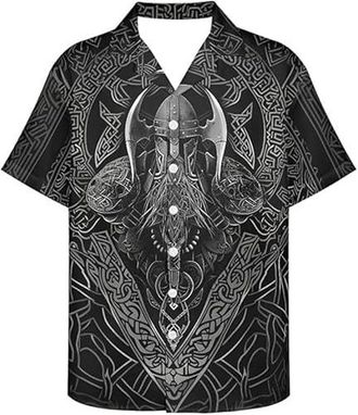 Keephen Nouveaut&eacute; Viking Chemises Hommes/Femmes Viking Animal Impression 3D Chemise Hawaiienne Chemise &agrave; Boutons Cool Plage Vacances Col &agrave; Revers Haut