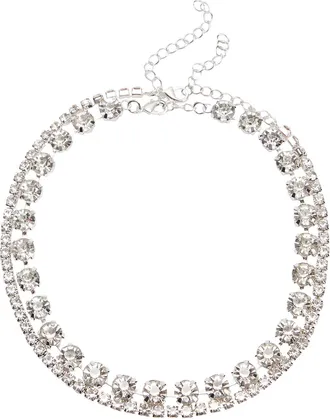 8 by YOOX DOUBLE RHINESTONES LINEAR CHOCKER