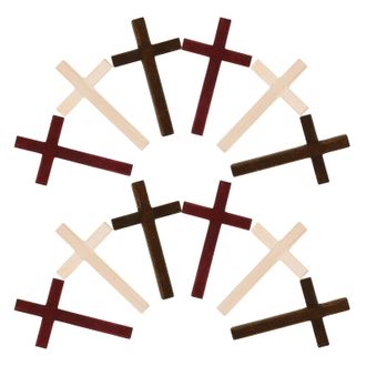 Lurrose 12 St&uuml;ck Handliche Holzkreuze zum Beten Tragbare Gebetskreuze aus Poliertem Holz in Holz Braun und Weinrot T&ouml;nen Religi&ouml;se Symbole f&uuml;r Erstkommunion u