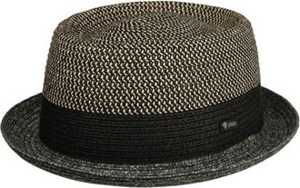 LIPODO Chapeau en Paille Ennario Pork Pie Homme - Made in Italy Porkpie de Soleil Printemps-ete Ete - XL (60-61 cm) Anthracite