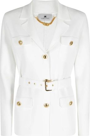 Elisabetta Franchi Femme, Vestes, Blanc, Taille: 40 FR Maglia Tricot
