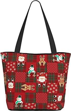 AOOEDM Plaid Santa Reindeer Ladies Shopping Bag 13x11x7in.Le cadeau parfait pour la Saint-Valentin.Cest de la Saint-Valentin pour maman, fille, &eacute;pouse, etc