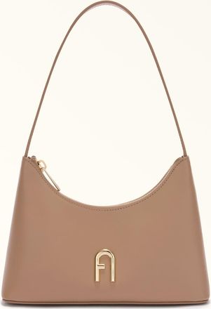 Furla Diamante Schultertasche Mini Greige Grau Weiches Kalbsleder Damen