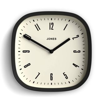 Jones Clocks Marvel wanduhr | Moderne Retro abgerundete quadratische Uhr | 25cm | Schwarz | Cooler designerlook f&uuml;r k&uuml;che, Wohnzimmer oder b&uuml;ro