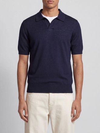 HUGO BOSS Polo en maille de pure laine vierge avec col en V et manches courtes