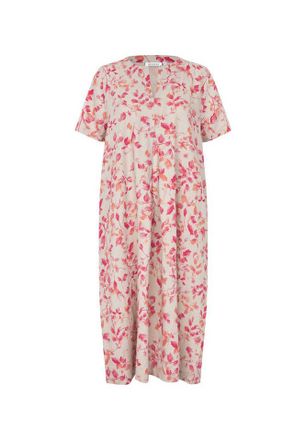 Masai Sommerkleid MaNipani Halsschlitz, orange-rosa Blumenmuster