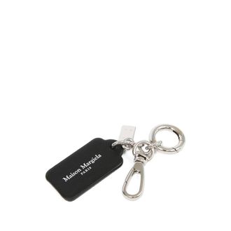 Maison Margiela Calf Leather with Logo Plaque Keyring - Black