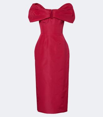 Carolina Herrera Robe de cocktail &agrave; encolure bardot en soie