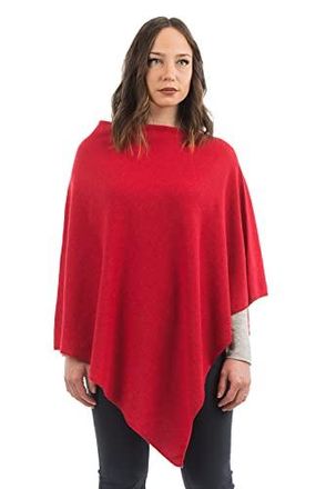DALLE PIANE CASHMERE Poncho en cachemire mélange - Made in Italy - Femme, Couleur: Rouge, Taille unique