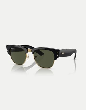 Ray-Ban Clubmaster - Sonnenbrille in Schwarz und Gold mit grünen Gläsern