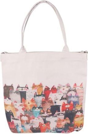 Beaupretty Hemobllo Paquet &agrave; Bandouli&egrave;re en Toile &agrave; Motif Chat Fermeture &Eacute;clair Pratique Grosse Capacit&eacute; Paquet Fourre-Tout D&eacute;contract&eacute; pour &Eacute;tudiantes et Jeunes