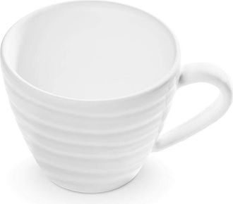 Gmundner Keramik Kaffeetasse Gourmet F&uuml;llmenge : 0.2 Liter Wei&szlig;geflammt Geschirr, handgemacht in &Ouml;sterreich