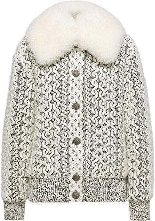 Moncler Moncler Beille Shearling-trimmed Down Bomber Jacket, Women, White, Size: 1