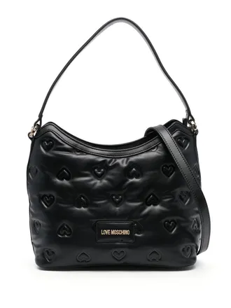 Love Moschino sac port&eacute; &eacute;paule &agrave; coeurs emboss&eacute;s - Noir