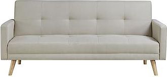 Concept Usine | Canap&eacute; Scandinave Convertible 3 Places en Tissu | Canap&eacute; avec Accoudoirs | Wooden Beige | Coussins dAppoint D&eacute;houssables| 180 x 97 x 87 cm | Confort