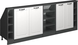 Vicco Armoire sous pente de toit - Lot de 5 modules - Dimensions 215x81,6x46 cm - Panneau m&eacute;lamin&eacute; anthracite et blanc - Rangement optimis&eacute;
