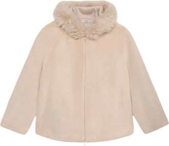 Oltre Femme, Vestes, Blanc, Taille: 40 FR Parka Courte &agrave; Capuche