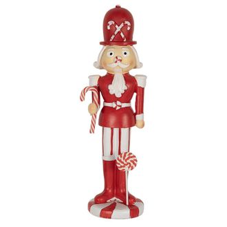 Clayre & Eef Weihnachtsdekorationsfigur Nussknacker 23 cm Rot Weiß Polyresin Weihnachtsfiguren