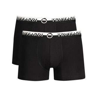 Trussardi Homme, Sous-v&ecirc;tements, Noir, Taille: XL Boxer en Coton Noir Taille &Eacute;lastique