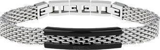 Breil Armband für Männer SNAP Kollektion TJ2741 - Edelstahlschmuck mit schwarzer Zentralplatte - 21 cm Länge - Schwarzer und Stahl