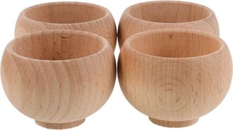 NUOBESTY 4 Stück Japanische Nadelkissen Holzbasis mit Natürlicher Holzoptik Stabile Multifunktionale Schale als Nadelhalter und Aufbewahrung für Strick Stickzu