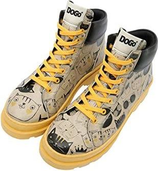 Dogo Adriana Monochrome Cats Vegan Womens Ankle Short Boot Multicolor Printed Design Shoes