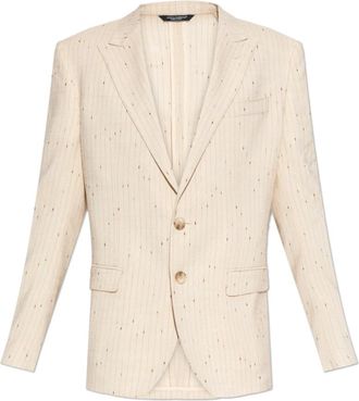 Dolce & Gabbana Homme, Vestes, Beige, Taille: XL Pinstripe Blazer