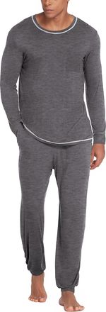 Ekouaer Herren Schlafanzug Lang Pyjamas Nachtw&auml;sche Zweiteiliger Schlafanz&uuml;ge f&uuml;r M&auml;nner Dunkelgrau XXL