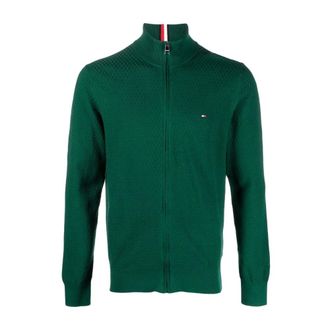 Tommy Hilfiger Cross Structure Zip Through - - Knitwear - Herren - Gr&uuml;n - S