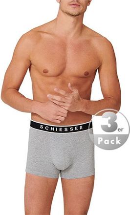 Schiesser Herren Trunks grau Baumwolle unifarben