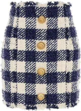 Balmain Tweed-Minirock - Blau