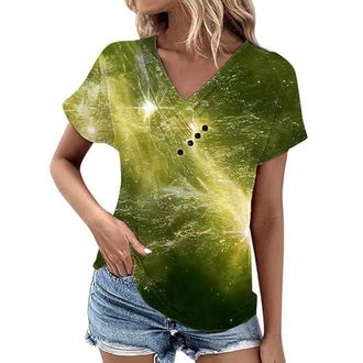 Generic Galaxy Shirt Femme 3D Galaxie Imprim&eacute; Graphique T-Shirt Univers Ciel &eacute;toil&eacute; Espace Carnaval Costume T-shirt Manches Courtes Col en V Haut &Eacute;t&eacute; Femmes C