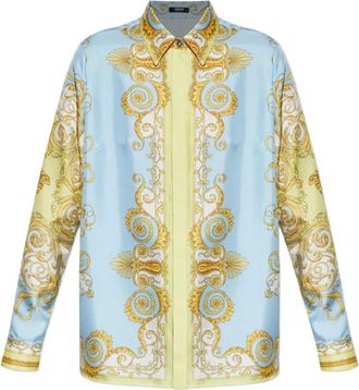 Versace Femme, Blouses et Chemises, Multicolore, Taille: 38 FR Chemise en Soie &agrave; Imprim&eacute; Baroque