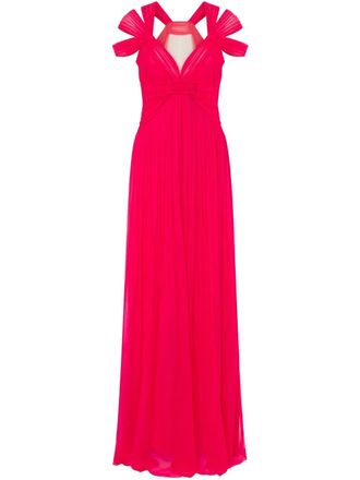 Alberta Ferretti robe longue à bretelles croisées - Rose