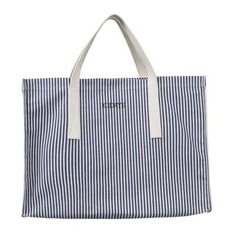 10 Days Gro&szlig;e gestreifte Einkaufstasche aus Canvas - - Bags - Damen - Blau - ONE SIZE