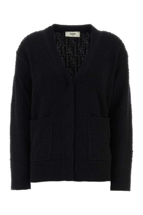 Fendi Schwarzer Wollmischung Cardigan