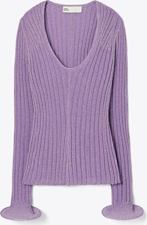 Tory Burch Damen Metallictop mit U-Ausschnitt und Reifen