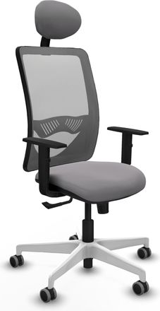 Piqueras y Crespo 8H B&uuml;rostuhl Zulema mit 1D-Armlehnen, h&ouml;henverstellbarer Lendenwirbelst&uuml;tze und festem Kopfteil, ausgestattet mit 3 Positionen und Schneidschaum, Grau