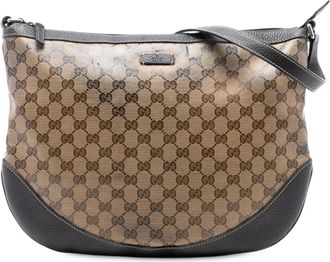 Gucci Hobo Bags - Large GG Crystal Half Moon Crossbody - Gr. unisize - in Braun - f&uuml;r Damen