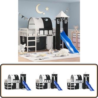 vidaXL Lit mezzanine enfants avec tour sans matelas 90x190 cm - Lit Mezzanine Enfant - Lit Cabane Enfant - Lit Double Niveau - Mobilier Enfant - Décoration