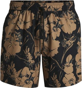 BOSS Herren Alain Badeshorts mit Blumen-Print und Seitenstreifen Schwarz001 L