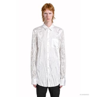 Comme Des Gar&ccedil;ons Dotted Satin and Lace Pocket Shirt