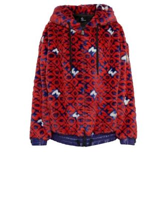 Moncler Red Faux Fur Grenoble Jacket Size S