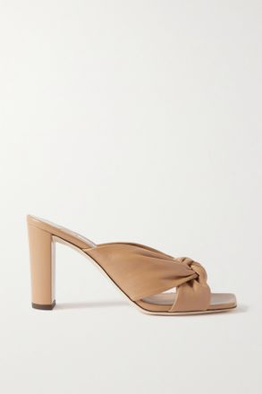 Jimmy Choo London Avenue 85 Mules Aus Leder Mit Knoten - Neutral