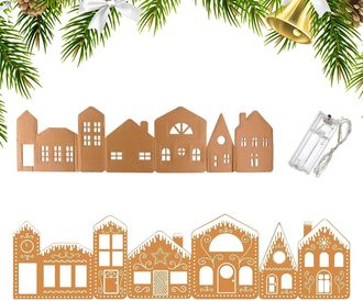 Generico Weihnachtsdorfgeb&auml;ude, Karton mit Lichterkette, faltbar, Dekoration, f&uuml;r Schlafzimmer, B&uuml;ro, Wohnung, Gesch&auml;ft, Weihnachtsfeier, K&uuml;che