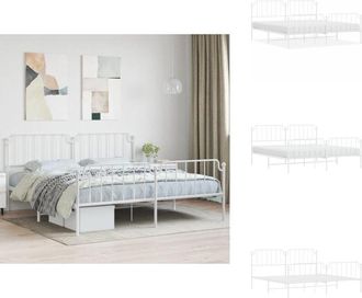 vidaXL Bettgestell mit Kopf- und Fußteil Metall Weiß 200x200 cm - Metallbett - Doppelbett - Boxspringbetten - Bettgestell - Weißes Bett